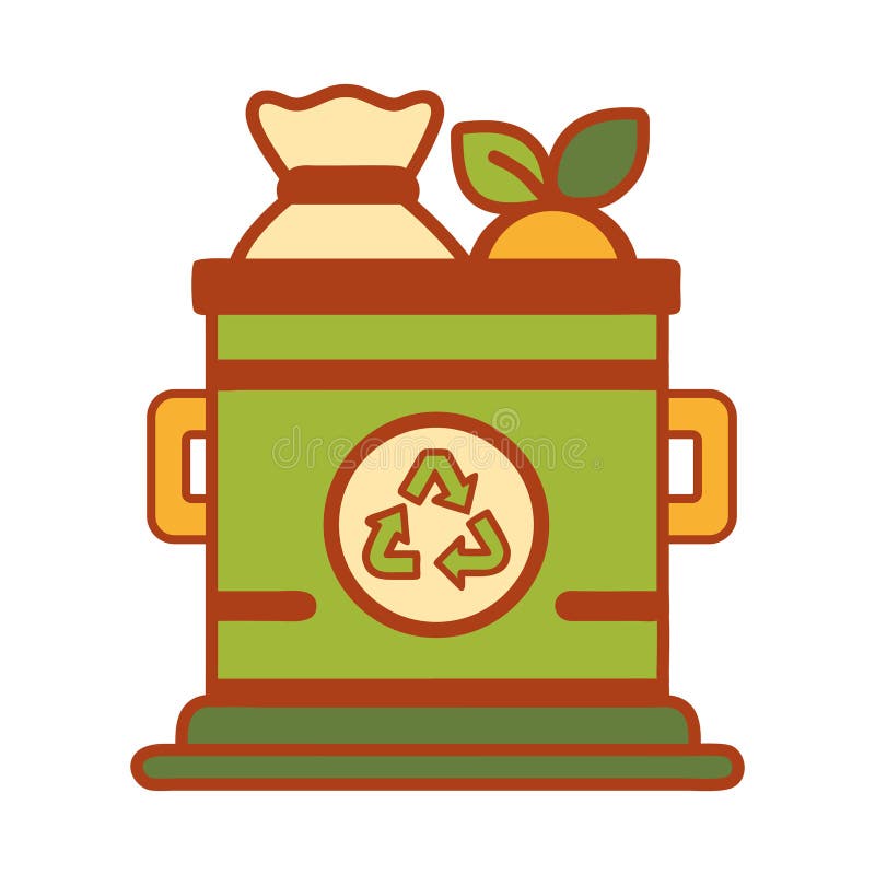 Compostable Organic Waste Bin Icon Stock Vector - Illustration of ...