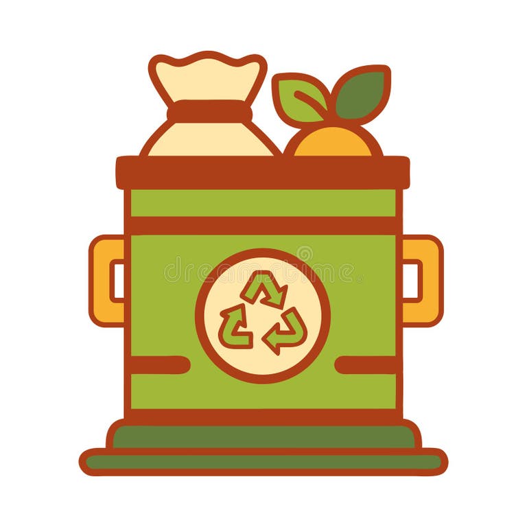 Compostable Organic Waste Bin Icon Stock Vector - Illustration of ...