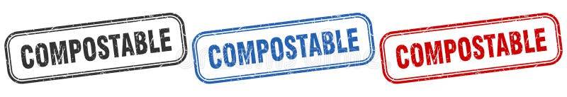 Compostable Square Isolated Sign Set. Compostable Stamp Stock Vector ...