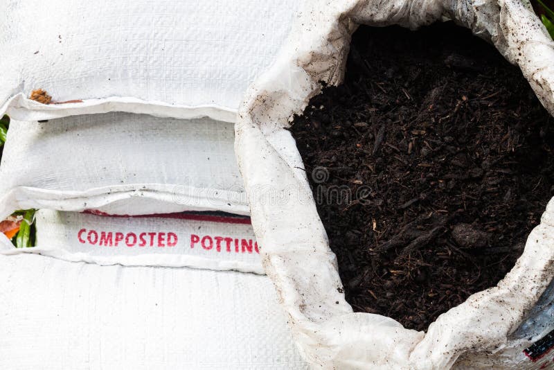 Composted Potting Soil in the Bags. Stock Photo - Image of earth ...