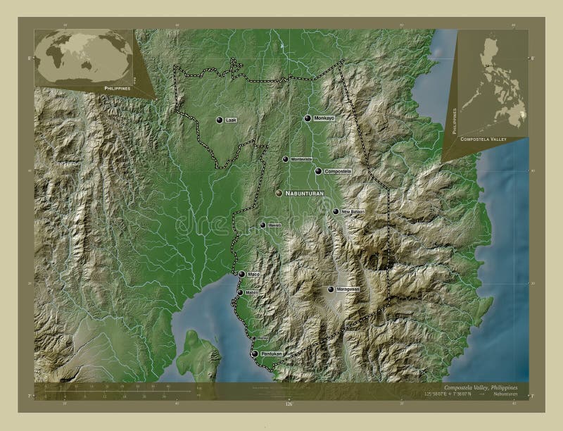Compostela Valley, Philippines. Wiki. Labelled Points of Cities Stock ...