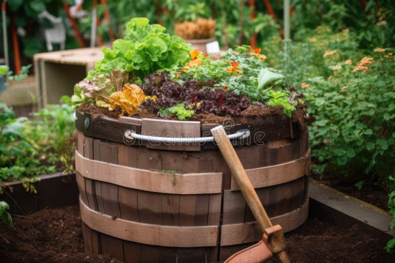 Composter Creating Nutrient-rich Compost for Vegetable Garden Stock ...