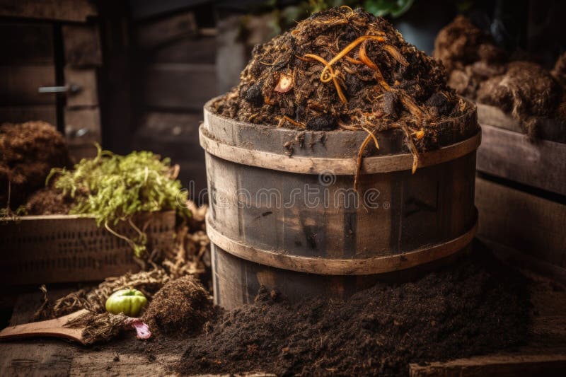 Composter with Worms, Breaking Down Organic Matter Stock Illustration ...