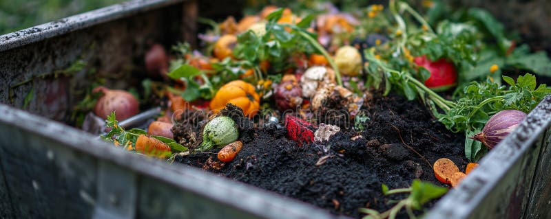 Composting Bin with Organic Waste Being Transformed into Nutrient-rich ...