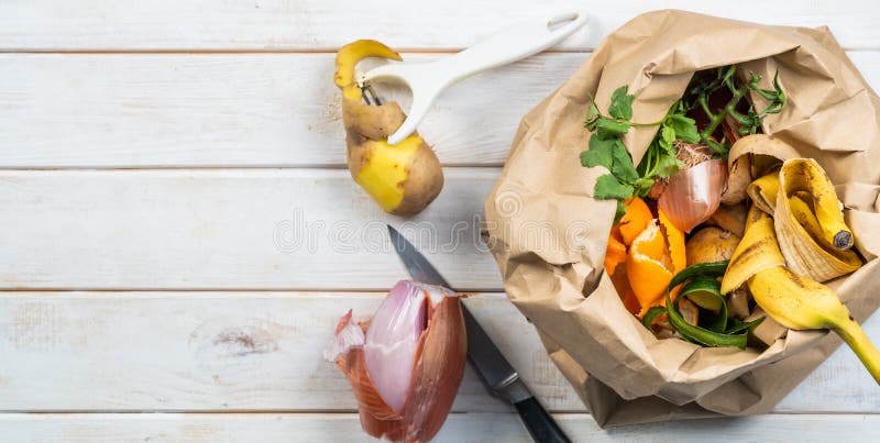 Composting Concept - Kitchen Leftovers in Paper Bag Stock Photo - Image ...