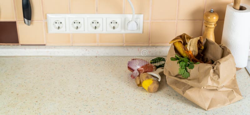 Composting Concept - Kitchen Leftovers in Paper Bag Stock Photo - Image ...