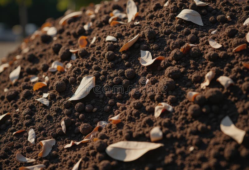 Composting Facility Processing Organic Waste with Leaves and Soil Stock ...