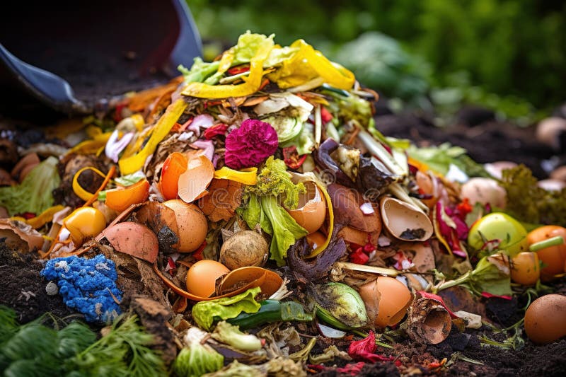 Composting Food Waste in Backyard Compost Bin. Generative AI Stock ...