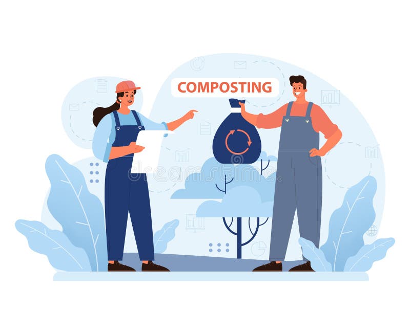 Composting Process Explained Concept. Flat Vector Illustration. Stock ...