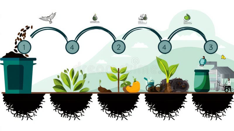 Composting Process Explained in 4 Steps, Infographic Design. Ecological ...