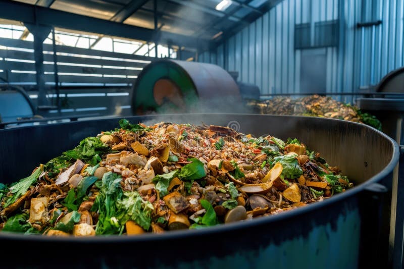 Composting Process Featuring Organic Waste in a Large Container at a ...