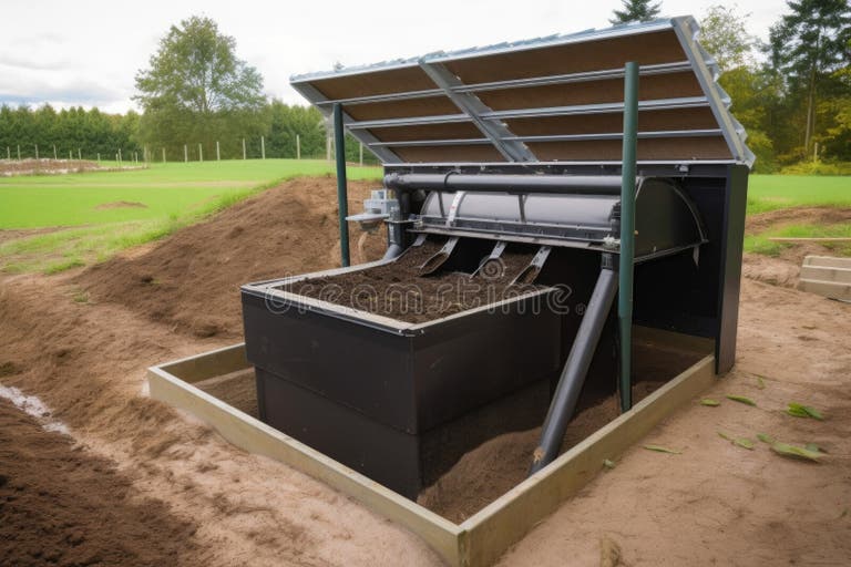 Composting System with Automatic Turner and Aeration Stock Illustration ...