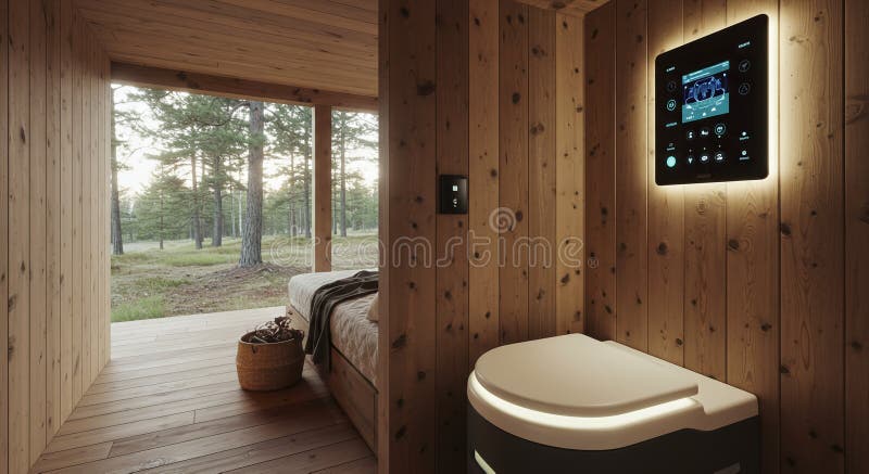 Composting Toilet with Touchscreen Control Panel Installed in Modern ...