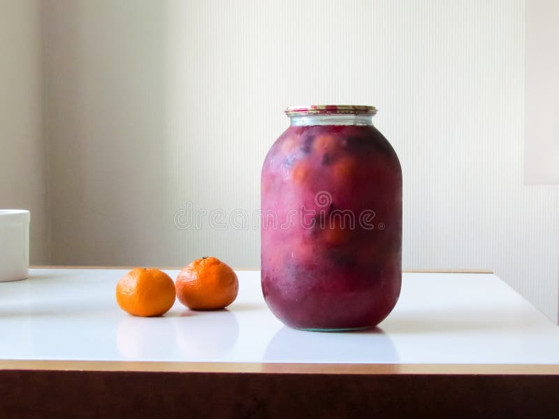 Compote jar stock image. Image of mandarins, drinks, fruit - 64537751