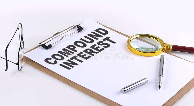 COMPOUND INTEREST Text Written on a Notebook on Chart and Diagram Stock ...