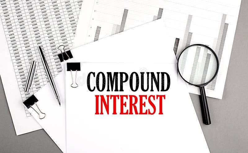 COMPOUND INTEREST Text on Paper on Chart Background Stock Illustration ...