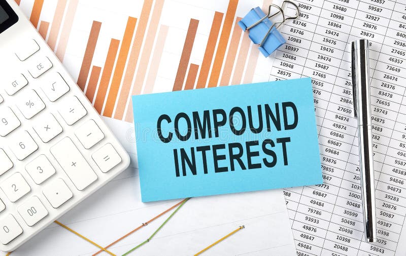 COMPOUND INTEREST Text on the Sticker on Diagram Background Stock Photo ...
