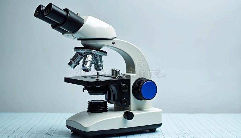 Compound Light Microscope on Blue Surface. Generative AI Stock ...