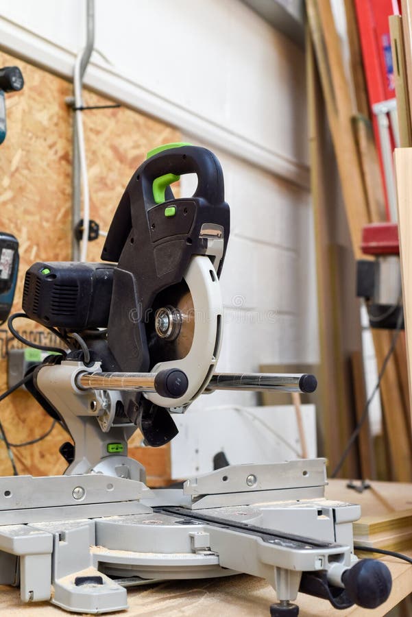 Compound Mitre Saw in a Carpentry Workshop Used for Wood Work and ...