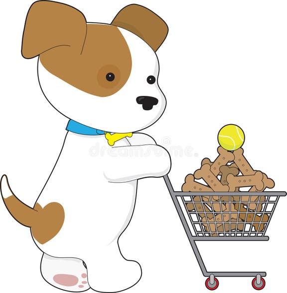 Compras Adorables De Cachorrito Ilustración del Vector - Ilustración de ...