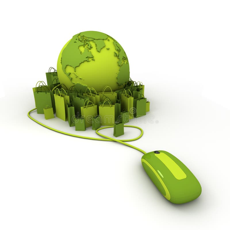 Compras verdes en línea stock de ilustración. Ilustración de ...