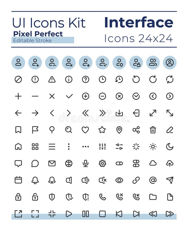 Comprehensible and Simple Looking Pixel Perfect Linear Ui Icons Set ...