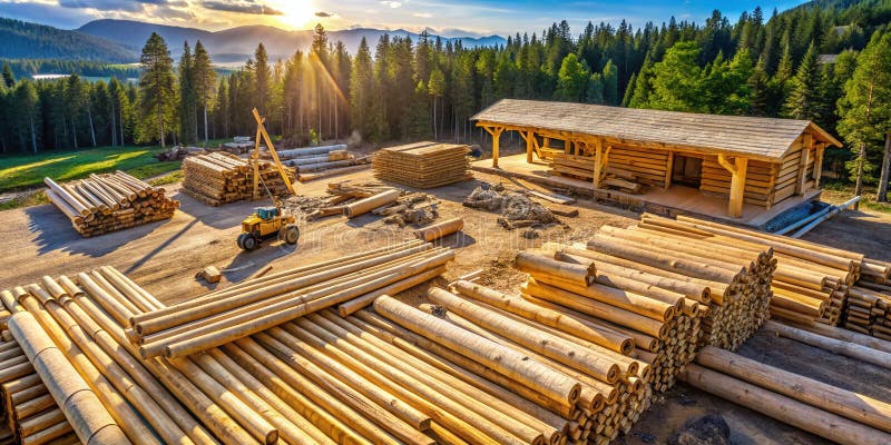 A Comprehensive Aerial Perspective of Log Cabin Construction from ...