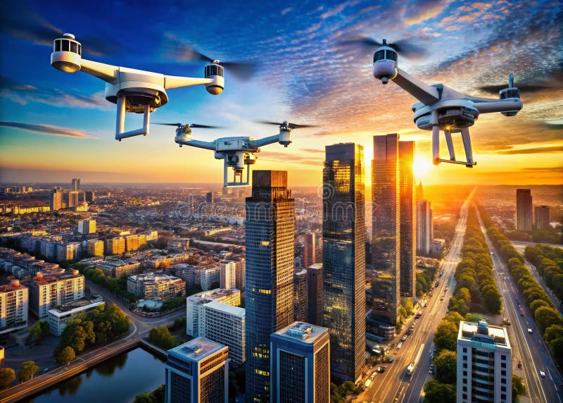 Comprehensive Aerial Surveillance System Drone Cctv Stock Illustrations ...