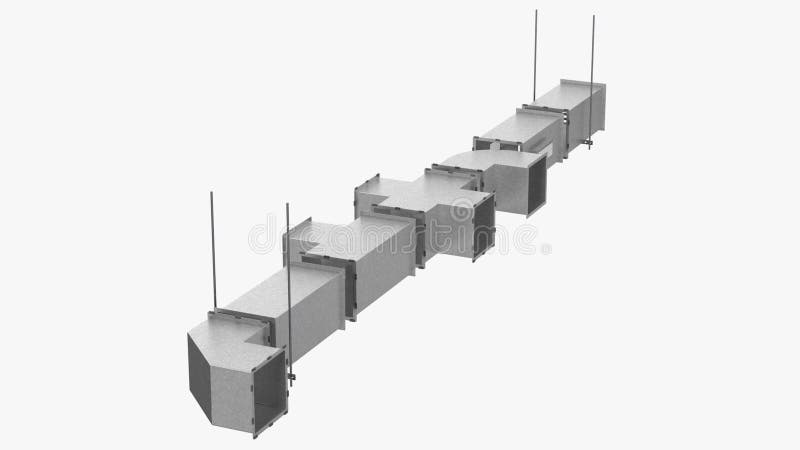 HVAC Ventilation Duct System with Hanging Support Stock Illustration ...