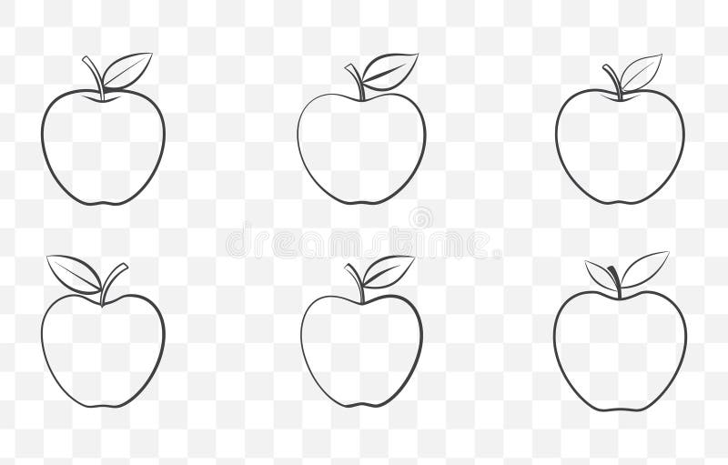 Print Comprehensive Apple Line Art Vector Collection Featuring Detailed ...