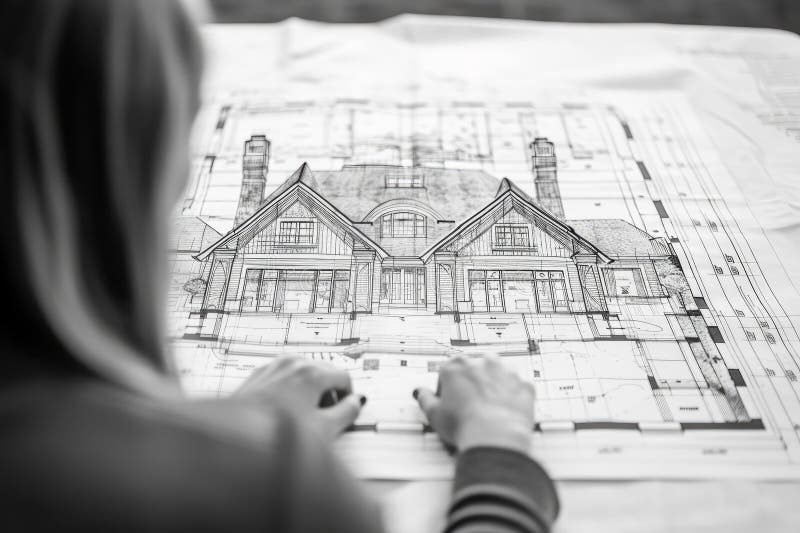Comprehensive Architect House Plan Blueprint. Generate AI Stock Photo ...