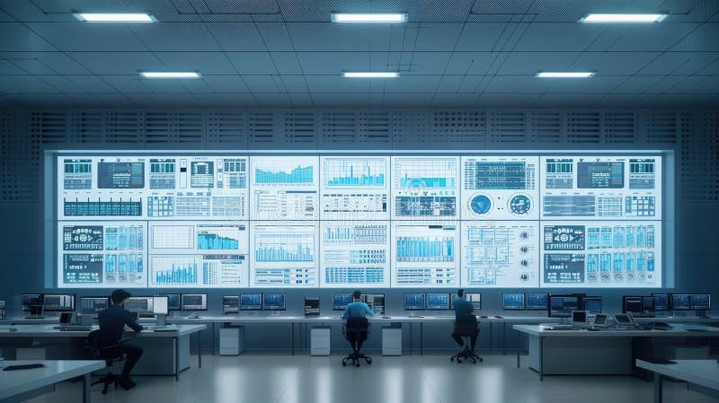 Comprehensive Automation Statistics on a Large Screen, Surrounded by ...