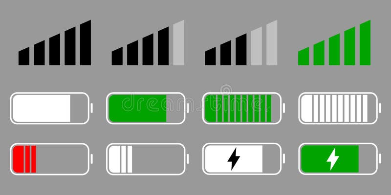 Comprehensive Battery Level Icons for Mobile Devices, Network Icon for ...