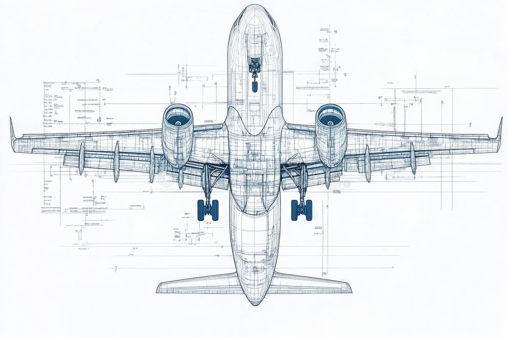 Detailed Blueprint of an Airplane Showcasing Structural Design and ...