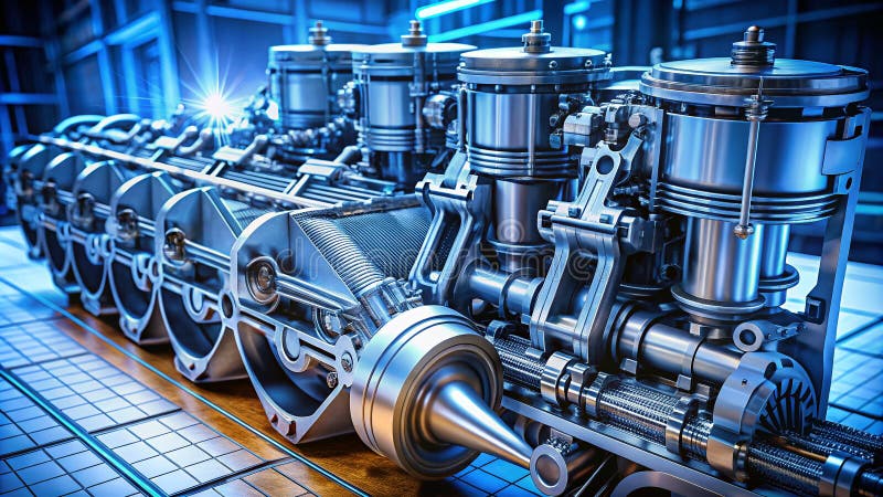 Detailed Industrial Engine Blueprint Comprehensive Technical Drawing of ...