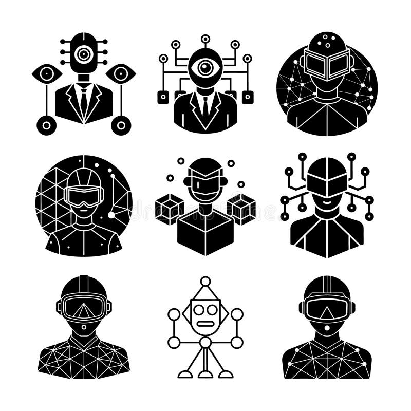 Modern Artificial Intelligence Symbols for Digital and Tech Projects ...