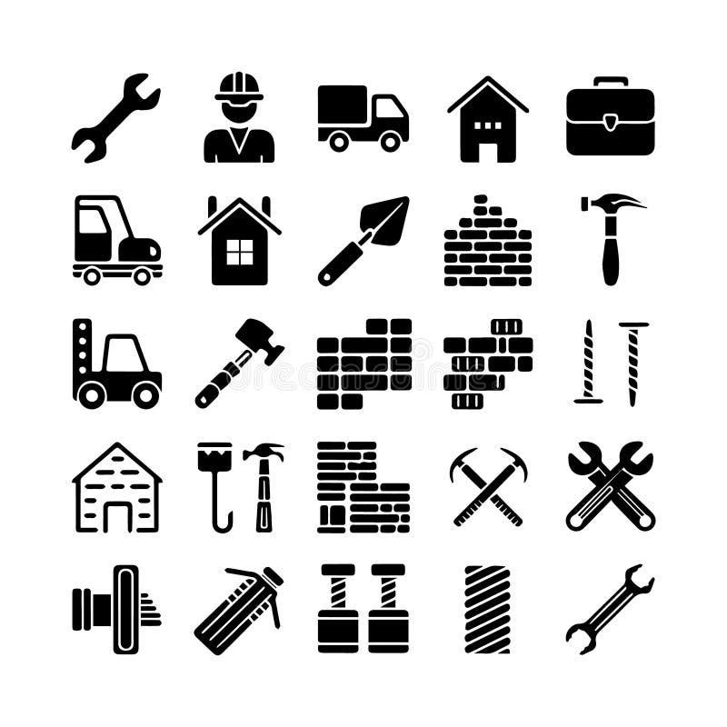 A Comprehensive Collection of Black and White Construction and Tool ...