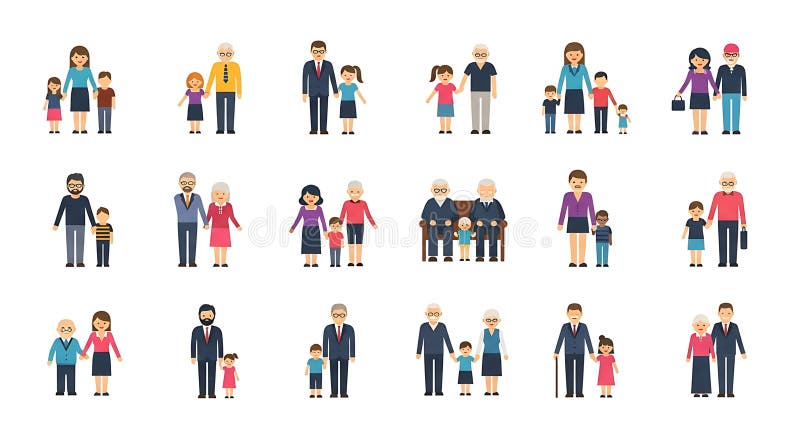 Family and Generations People Icon Set Stock Vector - Illustration of ...