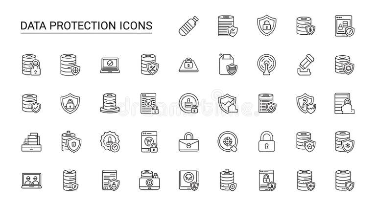 Data Protection Icons Set - Cybersecurity and Security Concepts Stock Vector - Illustration of ...