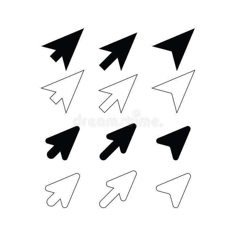 Comprehensive Cursor Icon Vector Set Featuring Mouse Pointer Symbols Finger Click Arrows and Web ...