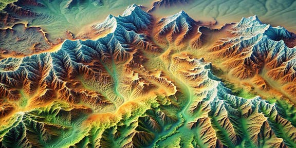 Comprehensive 3D Topographic Map of a Mountain Range Detailed Elevation ...