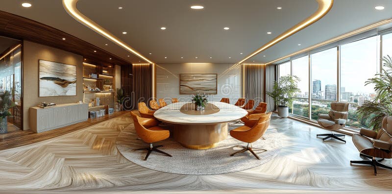 A Comprehensive 360-degree Panorama VR Map of a Conference Room Stock ...