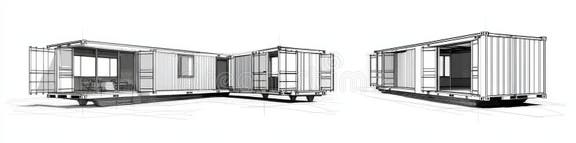 Comprehensive Drawings of Shipping Containers Highlighting Multiple ...
