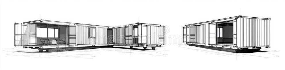 Comprehensive Drawings of Shipping Containers Highlighting Multiple ...
