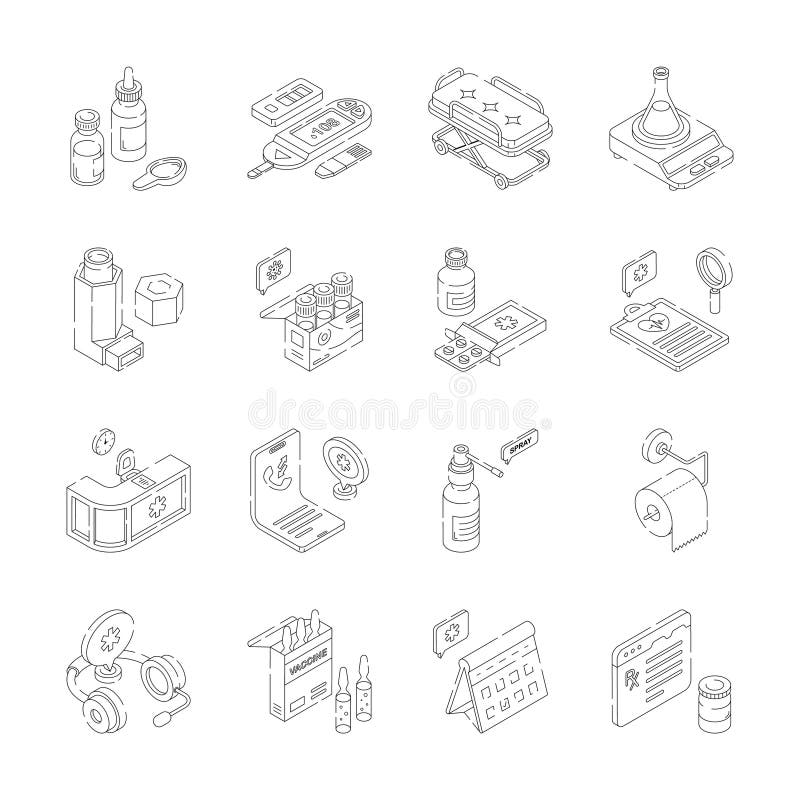 Comprehensive Healthcare Essentials in Isometric Design Stock Vector ...