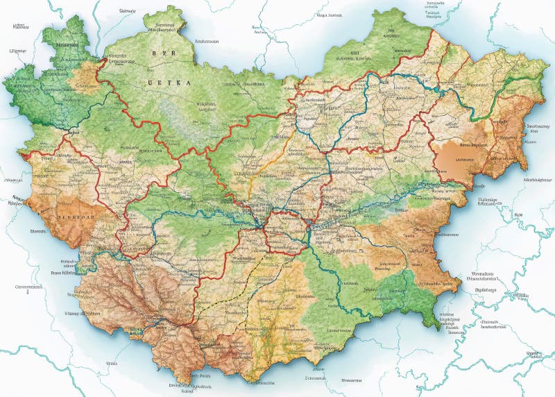 Comprehensive Hungary Map Detailed Borders Regions and Geographic ...