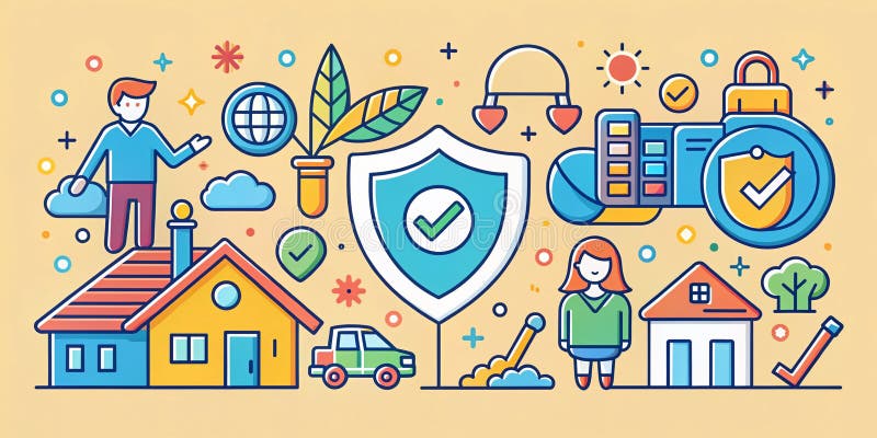 Comprehensive Insurance Services a Panoramic Doodle Depicting ...