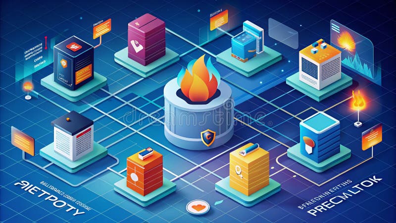 Visualizing Cybersecurity an Isometric Deep Dive into Data Protection Network Safety and System ...