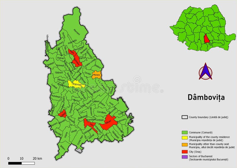 Map of Romania with Administrative Divisions of Dambovita County Map ...