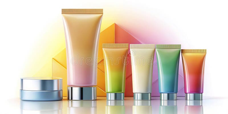 Modern Skincare Routine Mockup Cream Tube Box and Serum Packaging ...